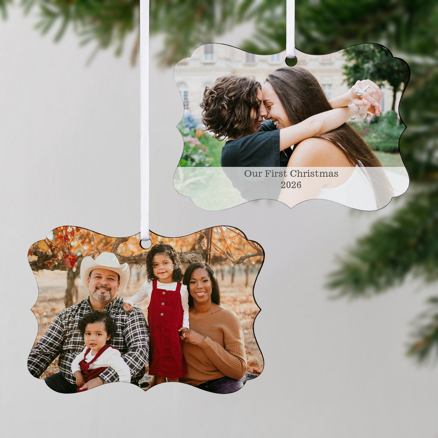 Captivating Photo Personalized Scroll Ornament at Gifts.com