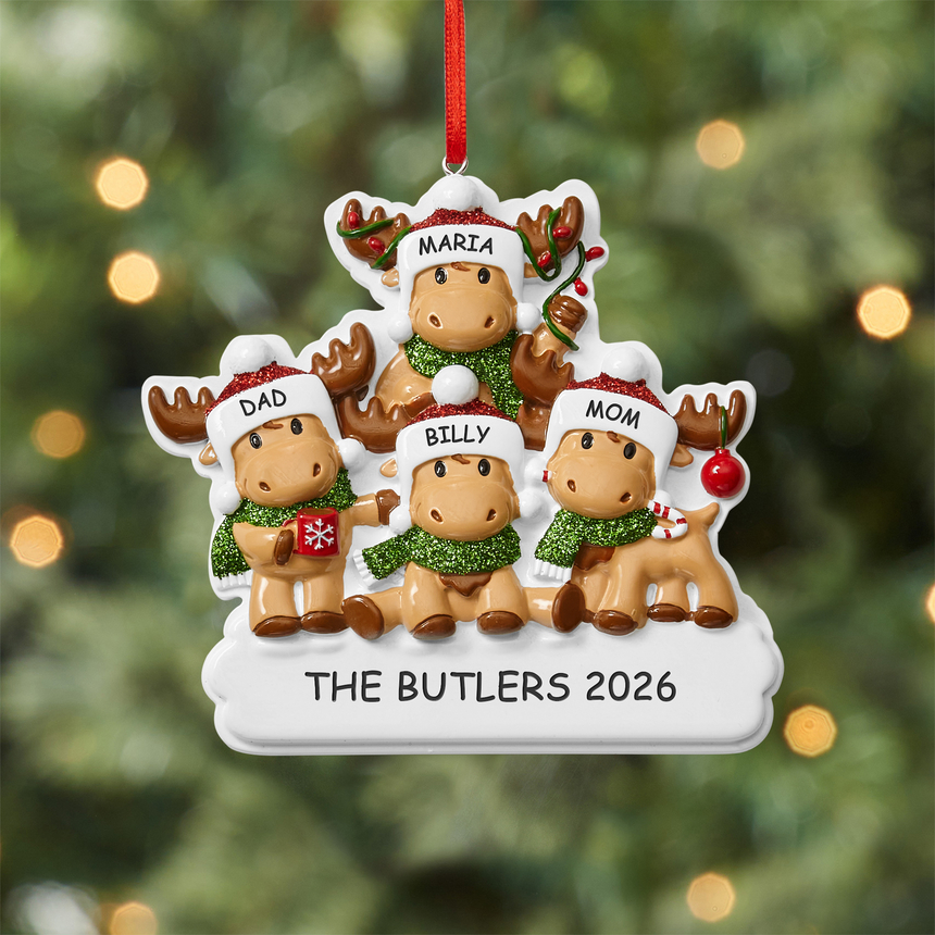 Adorable Moose Family Personalized Ornament at Gifts.com