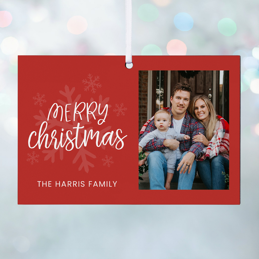 Merry Christmas Photo Rectangle Ornament | Personal Creations