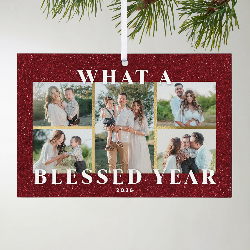 Cherished Blessings Photo Collage Rectangle Ornament | Stocking Shop