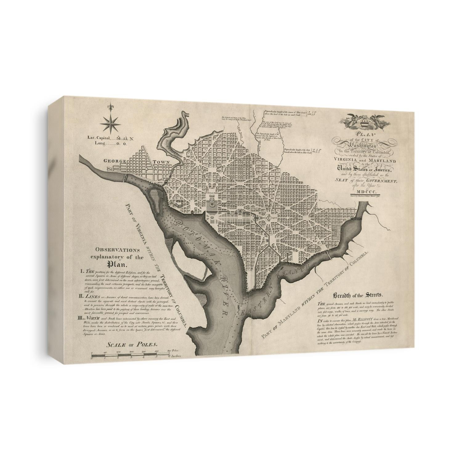 Old Map of Washington, DC, 1792 Canvas Print | CanvasWorld