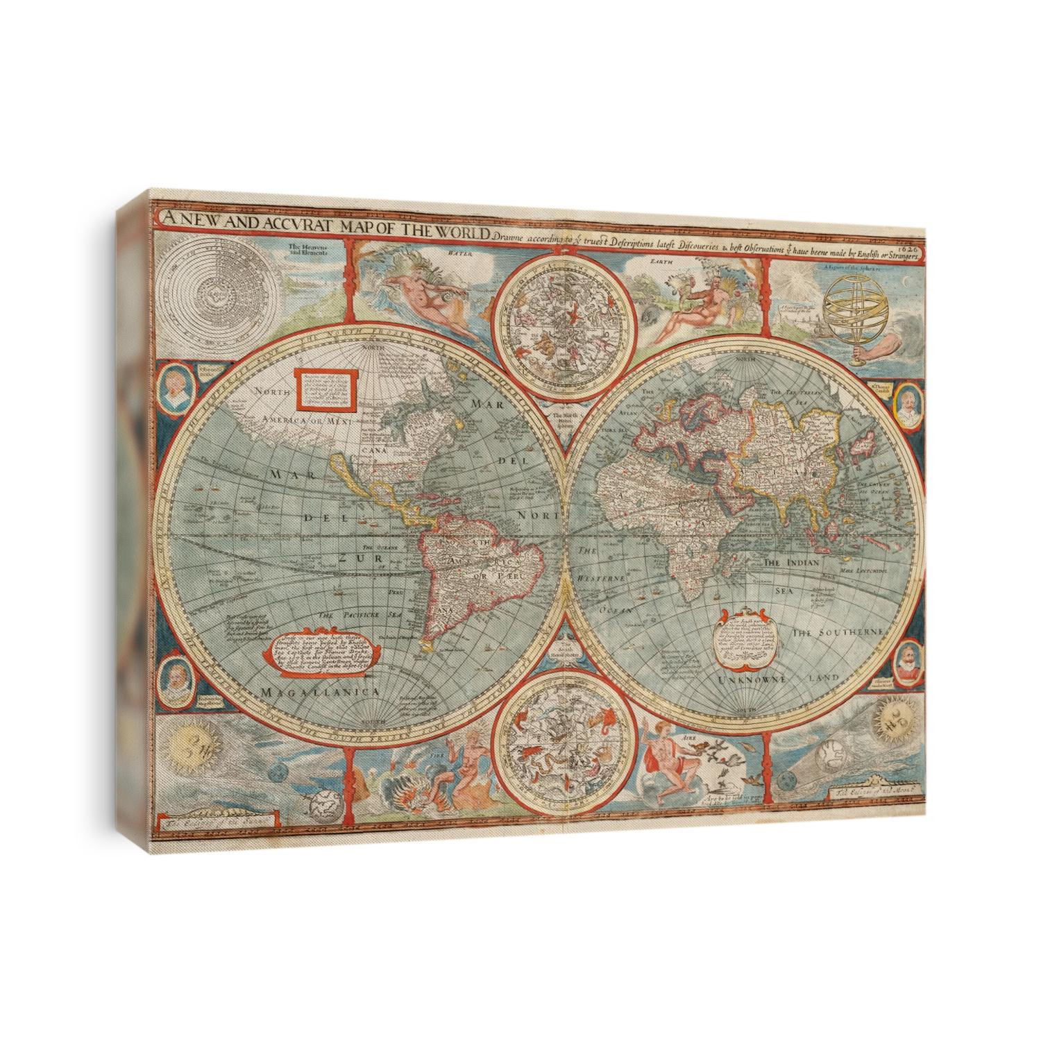 Old Map of the World, 1626 Canvas Print | CanvasWorld